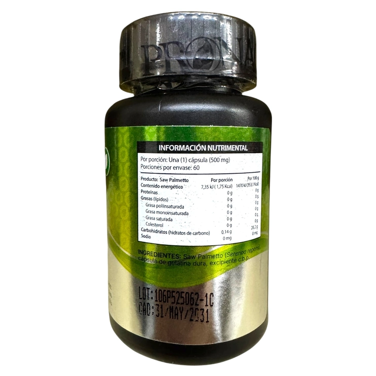 Saw Palmetto 60 capsulas 500mg.